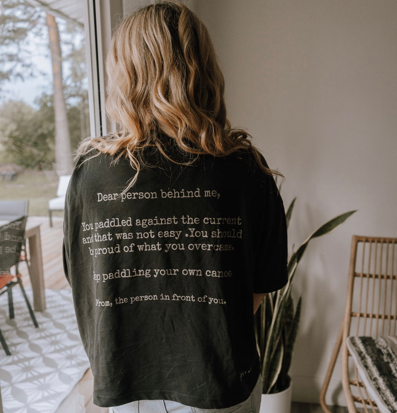 Keep paddling on stranger - Weekender Boxy Tee - Black – Canoe and Lake